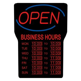 LED Open Signs with Business Hours - Westmount Store Fixtures